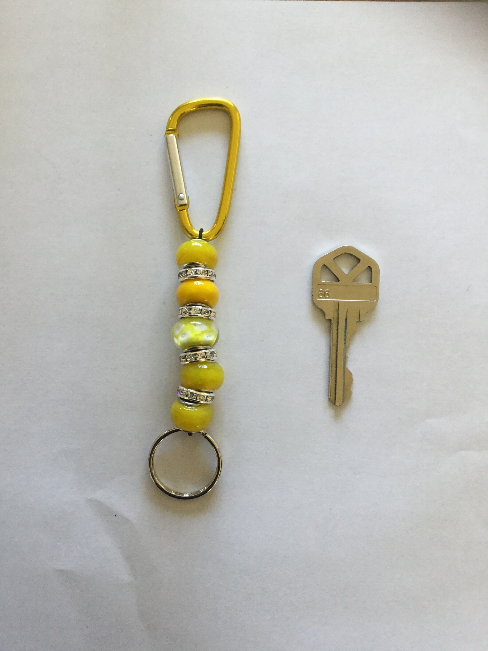 Handmade Yellow Beaded Keychain With Easy Carabiner Clip - Etsy