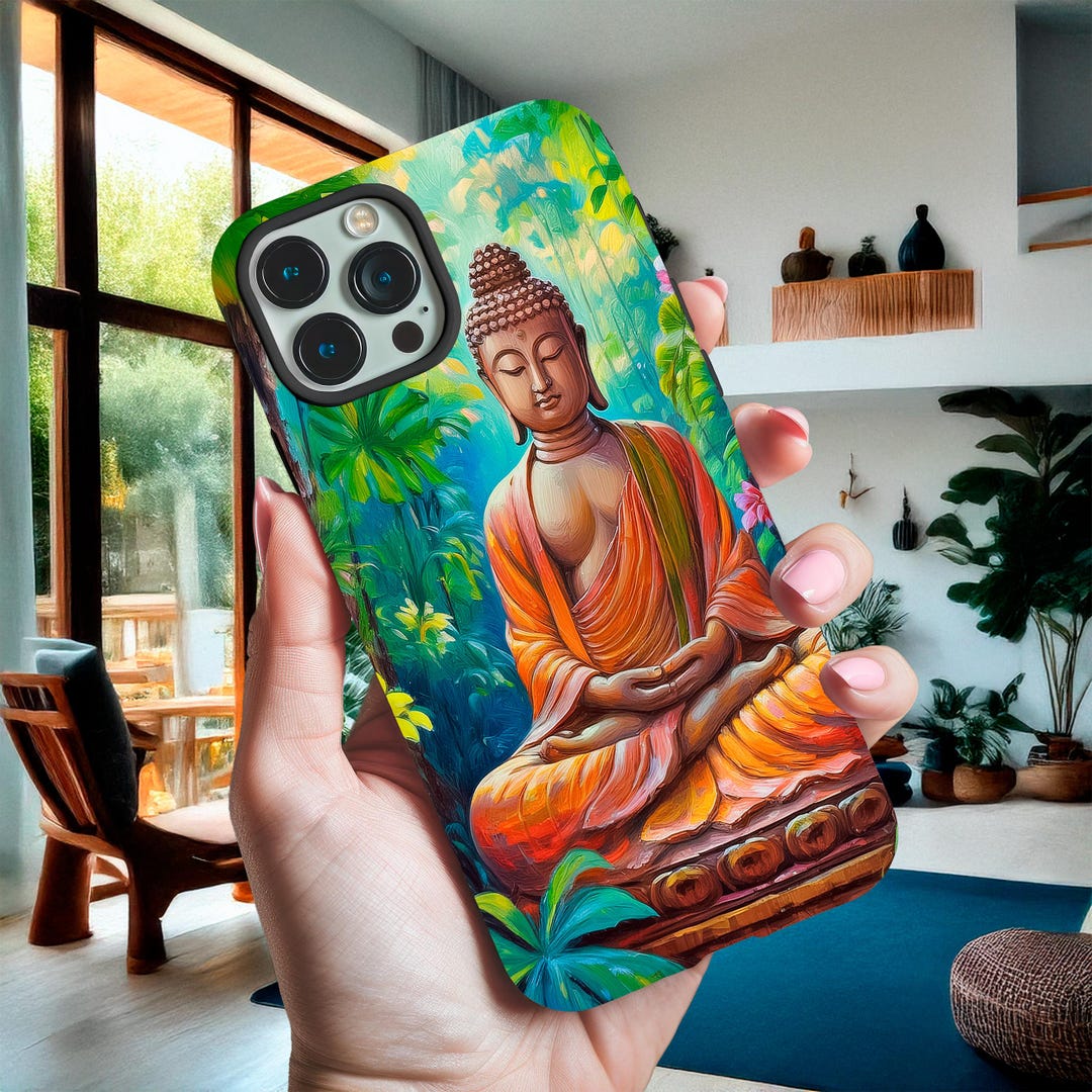 Tropical Meditation Buddha Phone Case Leather or Rubber for iPhone ...