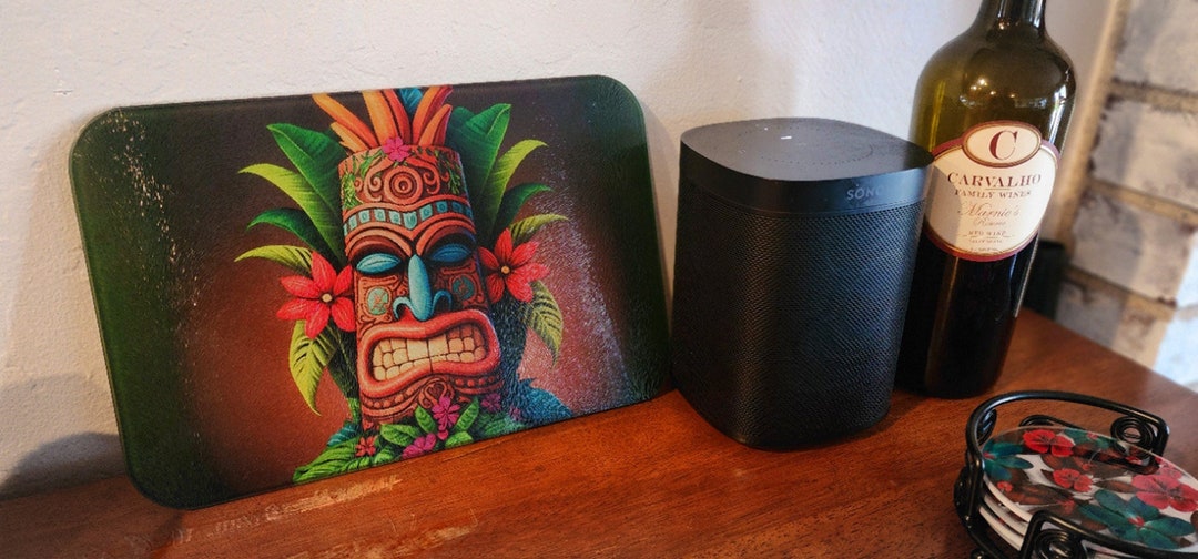 Tiki Cutting Board 8x12 Tempered Glass - Etsy