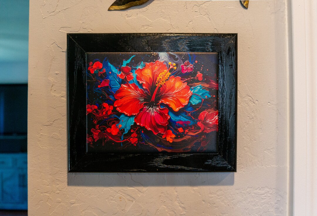 8x10 Red Hibiscus Flower Ceramic Tile Wall Art for Home Decor and ...