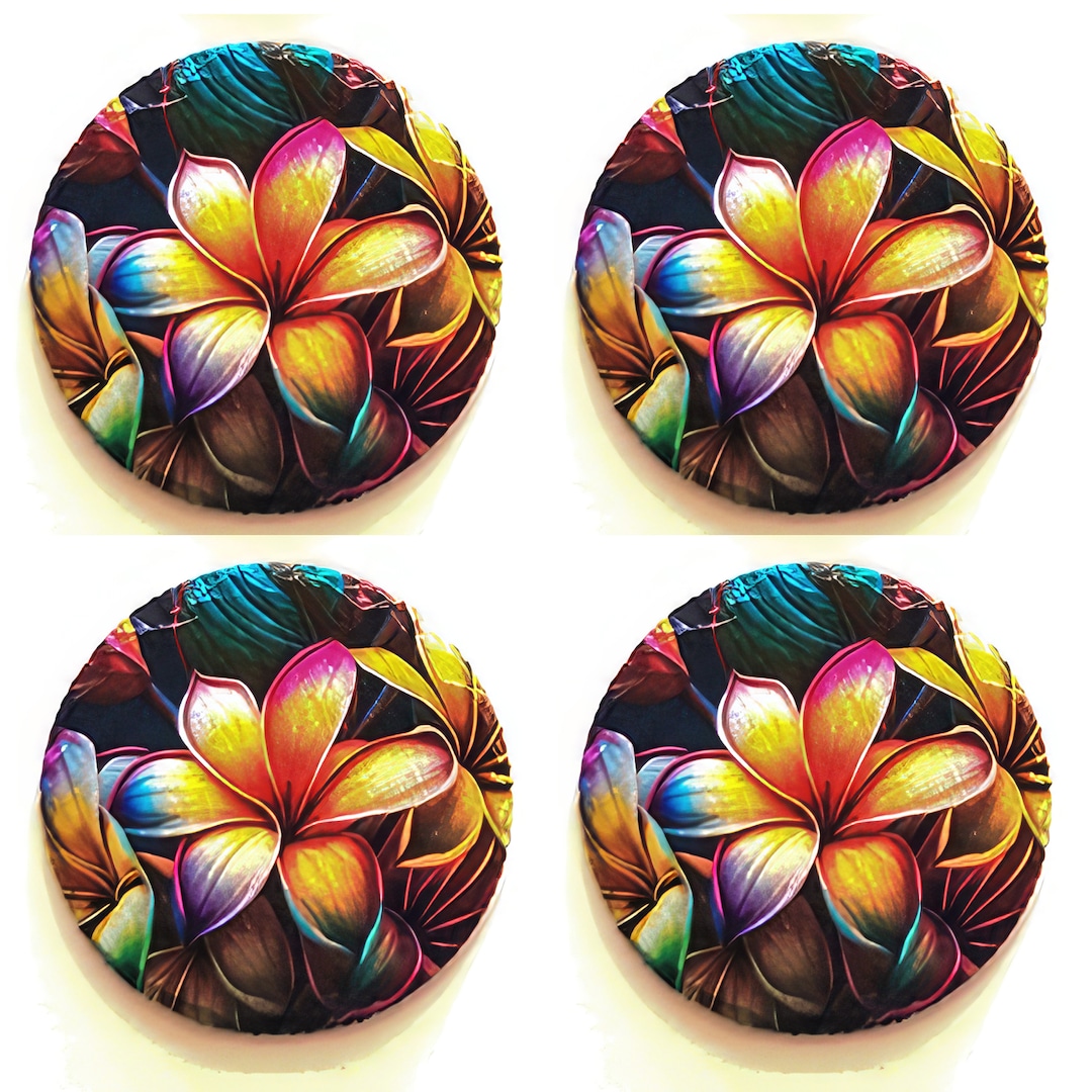 Plumeria Drink Coasters / Floral Print / Floral Art / Vibrant Coasters ...