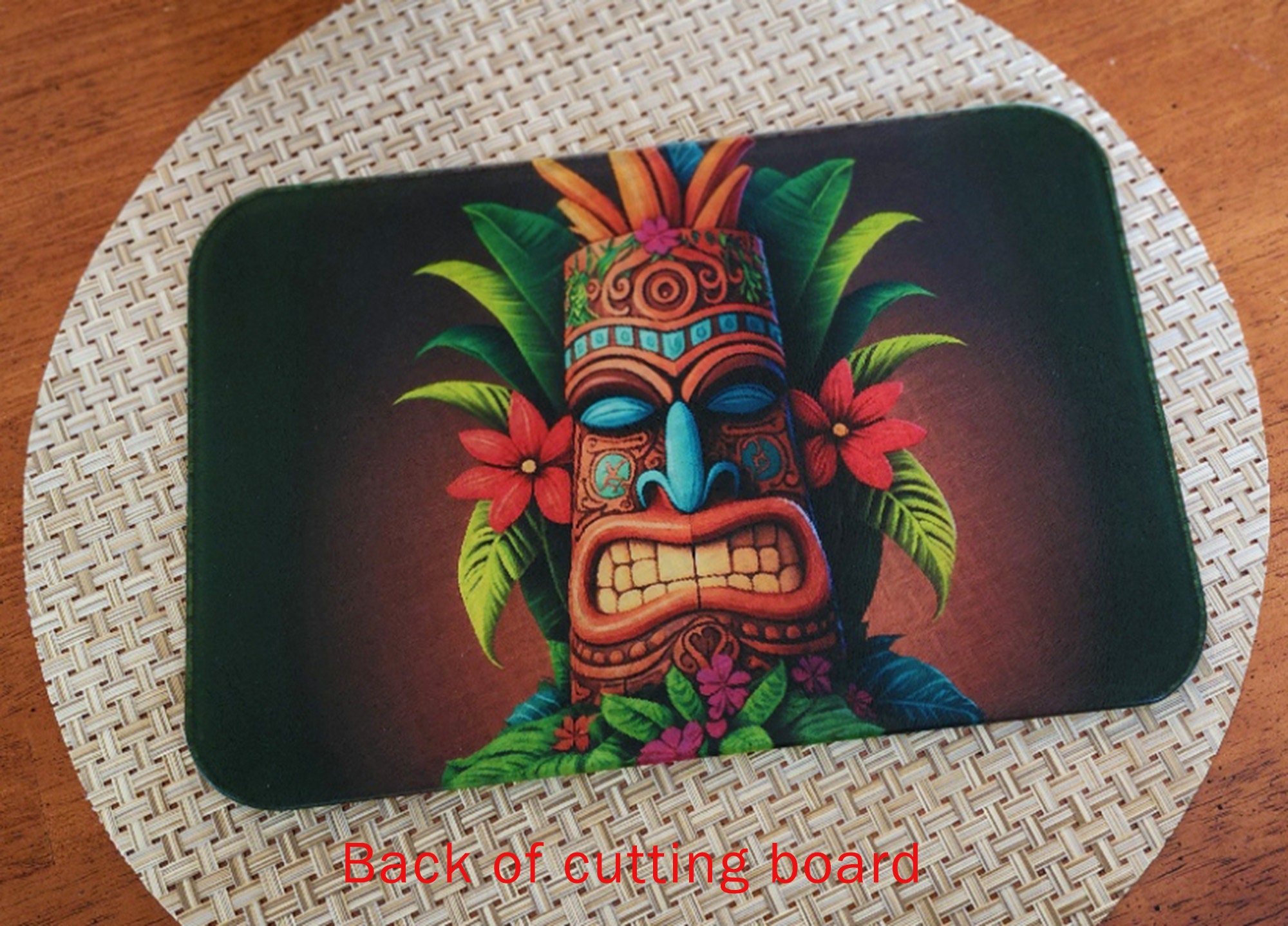 Tiki Cutting Board 8x12 Tempered Glass - Etsy