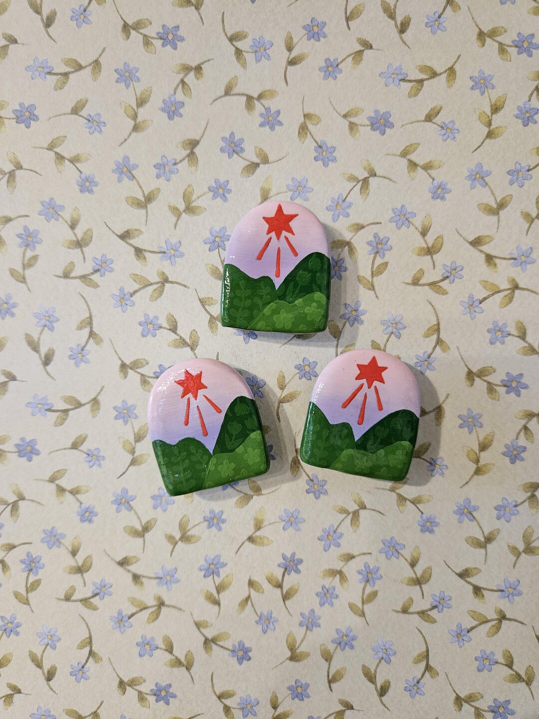Floral Star Magnet Landscape Magnet Clay Magnet - Etsy