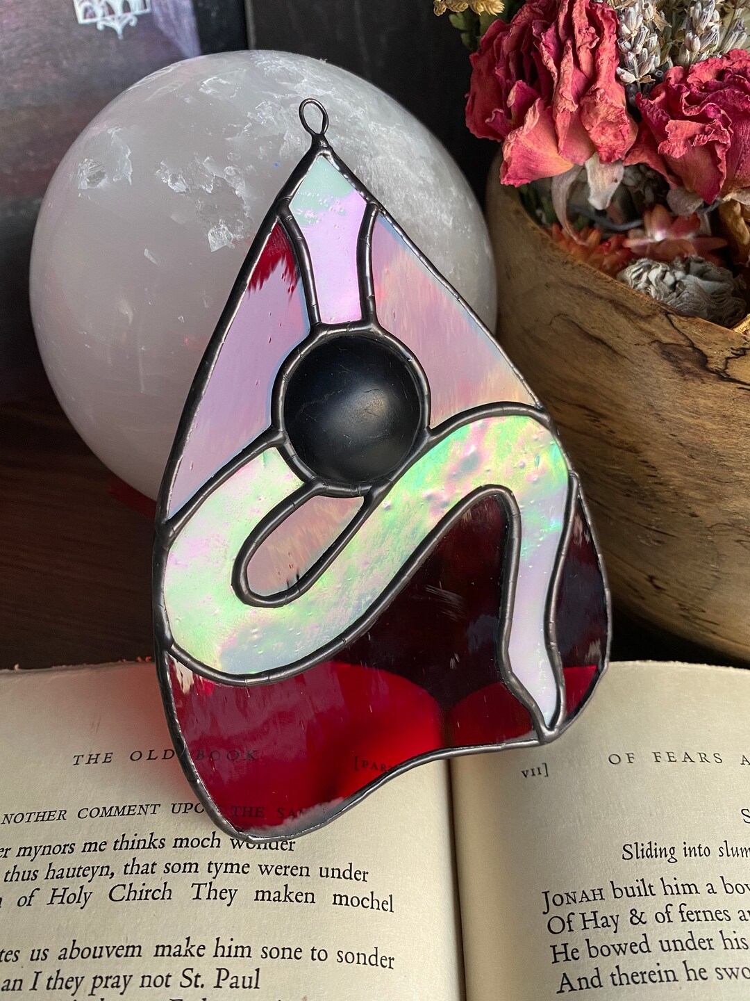 Stained Glass Serpent Planchette: Iridescent Snake Suncatcher - Etsy