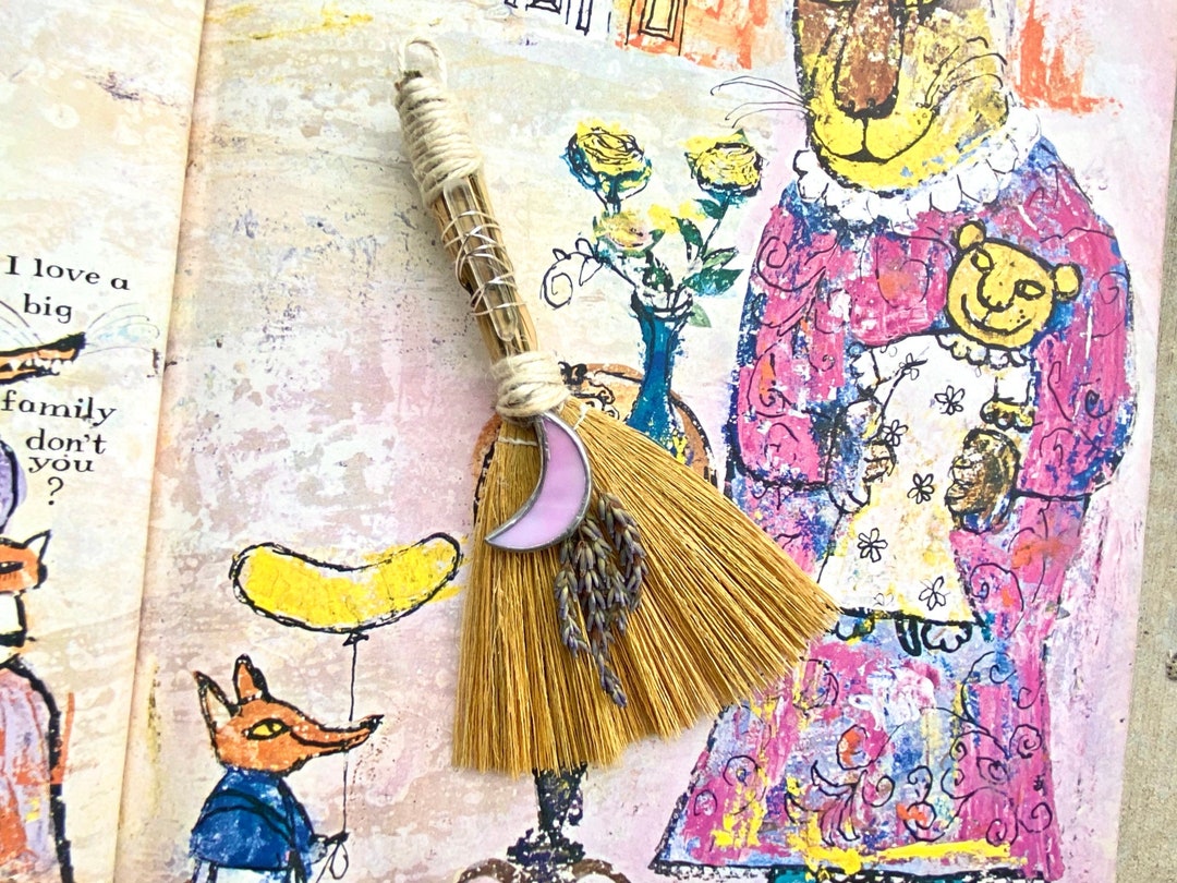 Magical Moon Besom - Broom Magick Iridescent Pink Stained Glass ...