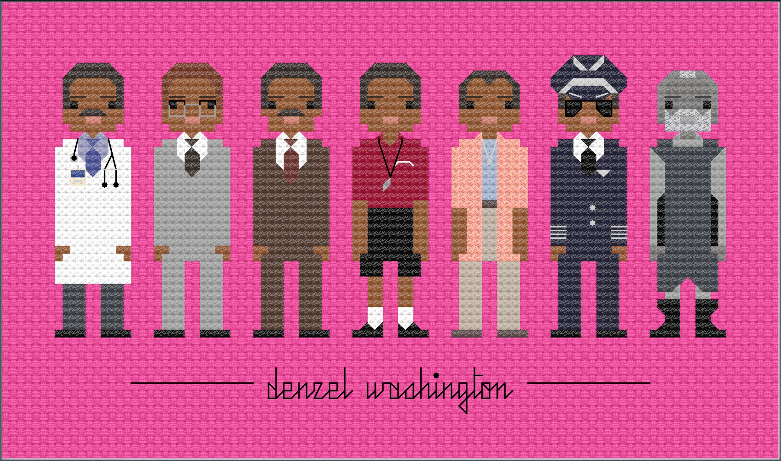 Parody Denzel Washington Characters PDF Cross Stitch Pattern - Etsy