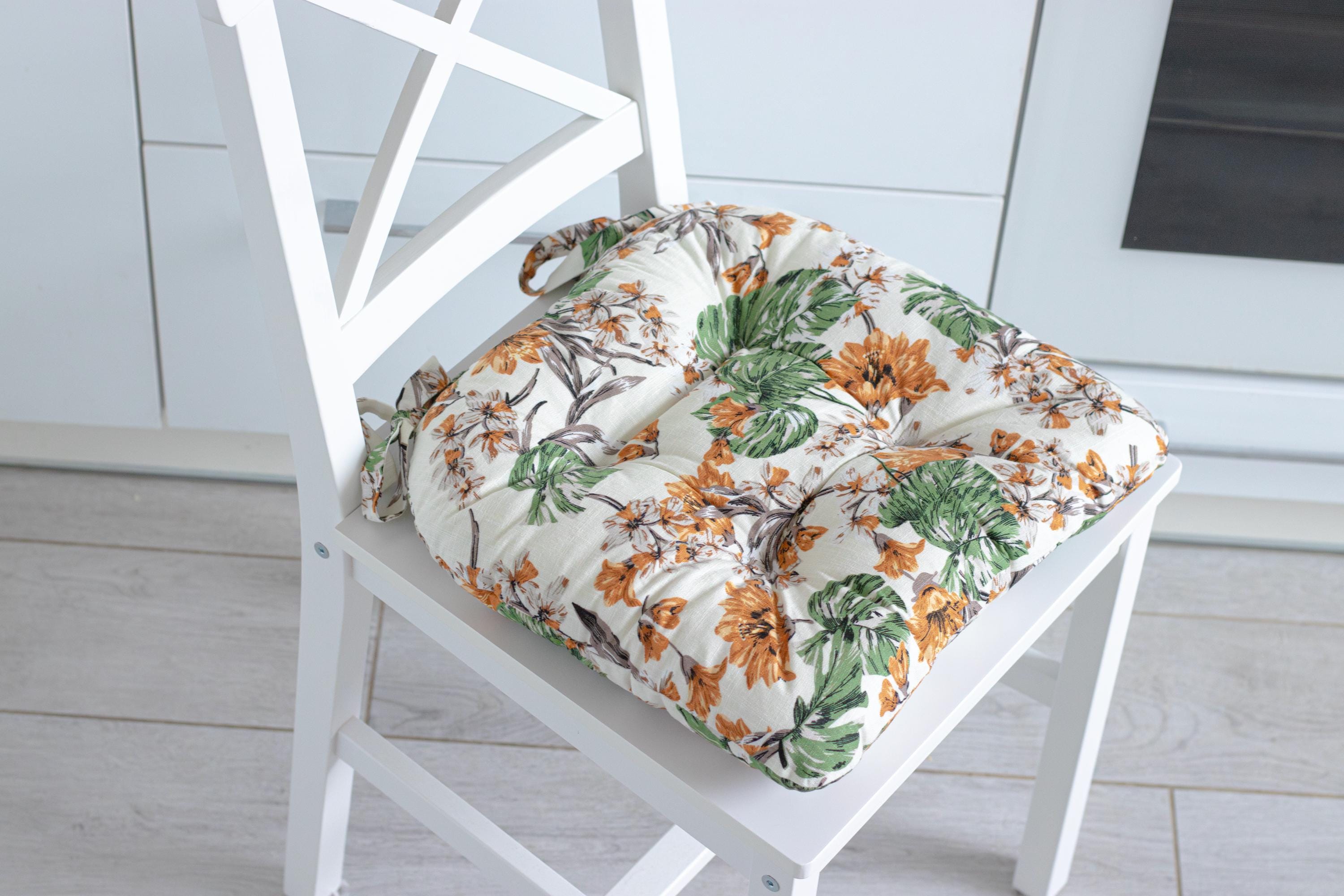 Handmade U-shape Floral Chair Cushion With Ties - Etsy