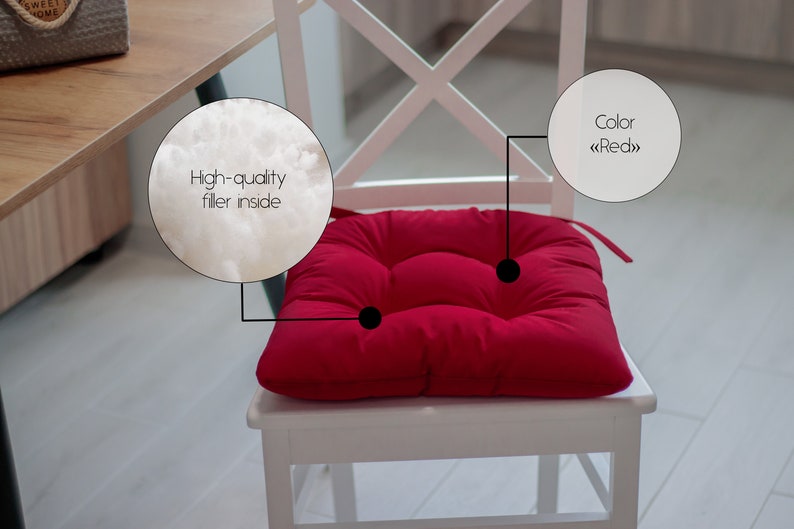 Handmade Red U-shape Chair Cushion With Ties - Etsy