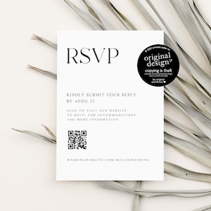 QR Code RSVP Cards Printable Modern Wedding Website Card - Etsy