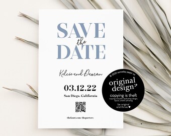 QR Code Save the Date Digital Wedding Announcement Printable | Etsy