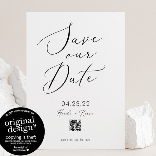 Simple Save the Date Card Template Gold Heart Save Our Date - Etsy