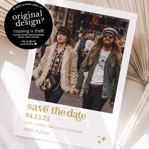 Retro Save the Date Template Retro Copper Wedding Date - Etsy