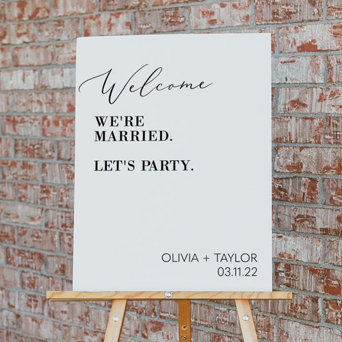 Wedding Welcome Sign Template We're Married Let's - Etsy