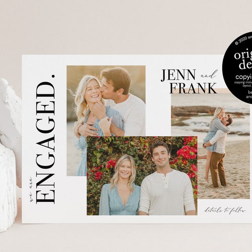 Engagement Announcement Card Printable Engaged Announcement - Etsy