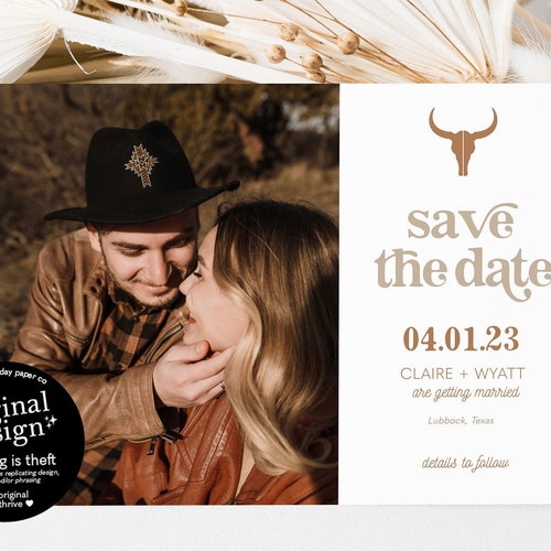 Cowboy Save the Date Template Printable Western Save Our Date - Etsy