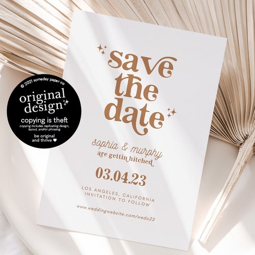 Colorful Retro Themed Save the Date Printable Floral Wedding - Etsy