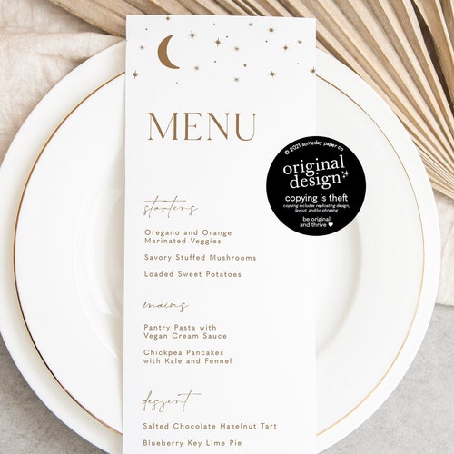 Celestial Menu Template Printable Stars and Moon Wedding | Etsy
