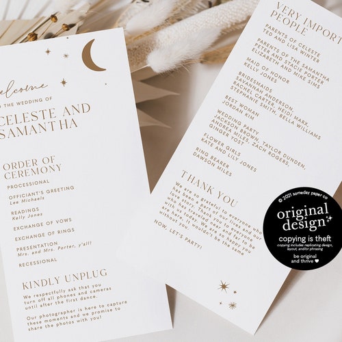 Celestial Menu Template Printable Stars and Moon Wedding - Etsy