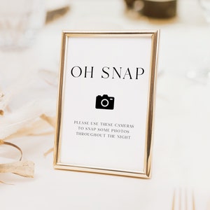 Printable Oh Snap Sign Wedding Disposable Camera Signs | Etsy