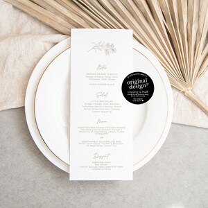 Simple Wedding Menu Template, Printable Customizable Reception Dinner ...