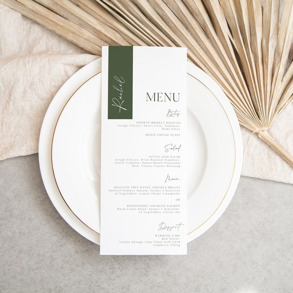 Wedding Menu With Name Digital - Etsy
