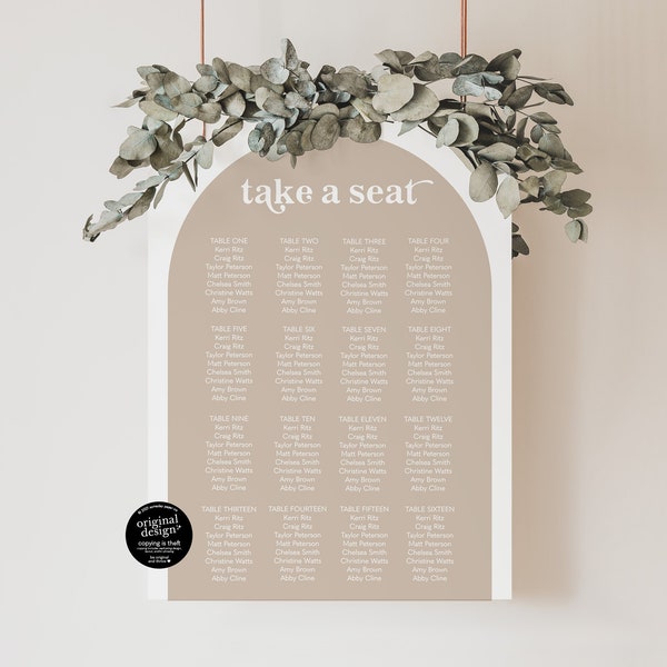 Seating Chart Arch Black Template - Etsy