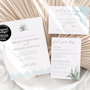 Acre Baja Wedding Invitation Template, Printable Cabo Mexico ...