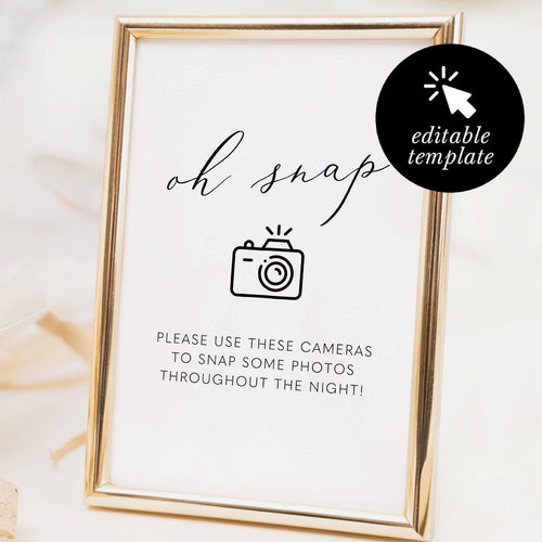 Instant Download Wedding Disposable Camera Sign Printable - Etsy
