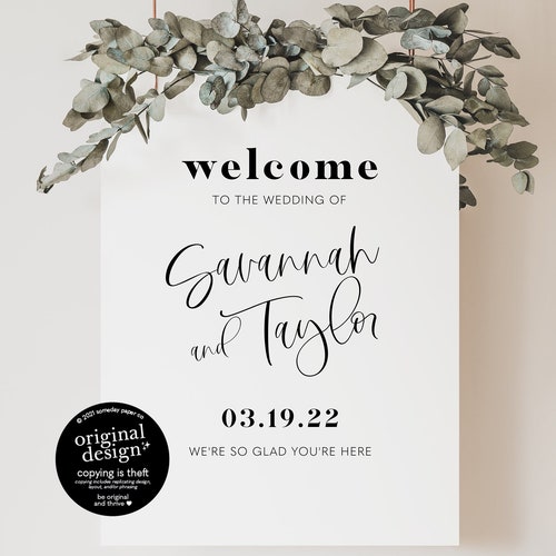 Wedding Welcome Sign Template We're Married Let's - Etsy