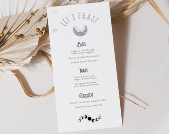 Celestial Menu Template Printable Stars and Moon Wedding | Etsy Canada