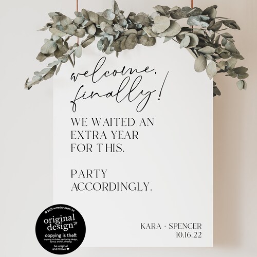 Party Accordingly Wedding Welcome Sign Modern Minimalist - Etsy