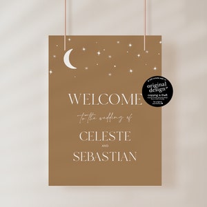 Celestial Wedding Welcome Sign, Moon and Stars Reception Sign Template ...
