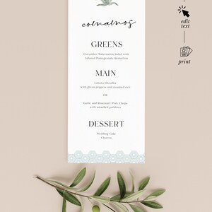 Agave Menu Template, Printable Mexican Dinner Menu, Succulent Wedding ...