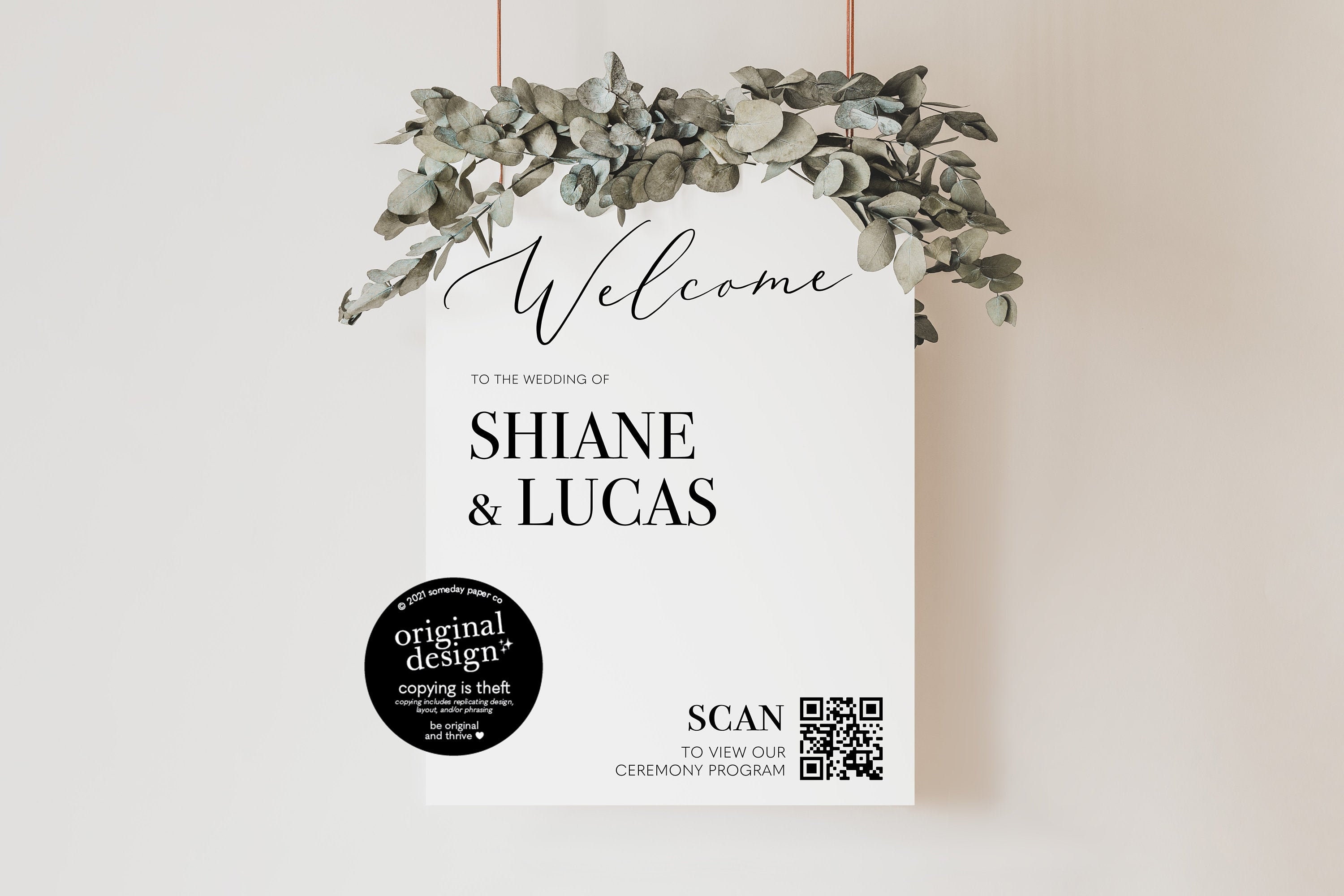 Wedding QR Code Welcome Sign Scan for Wedding Program Large | Etsy