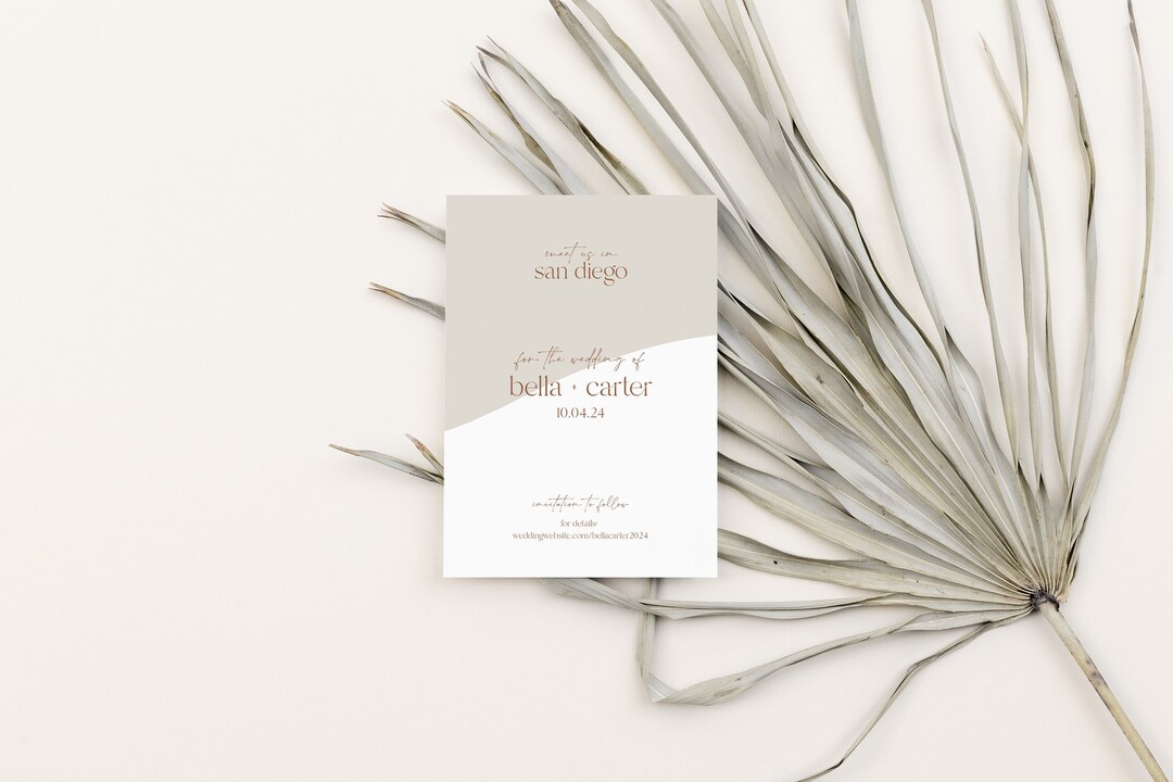 Neutral Abstract Save the Date Template, Printable Minimalist Desert ...