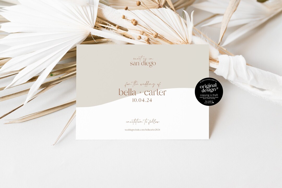 Modern Save the Date Template, Neutral Earthy Wedding, Printable Save ...