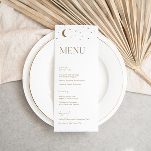 Celestial Menu Template, Printable Stars and Moon Wedding Menu ...