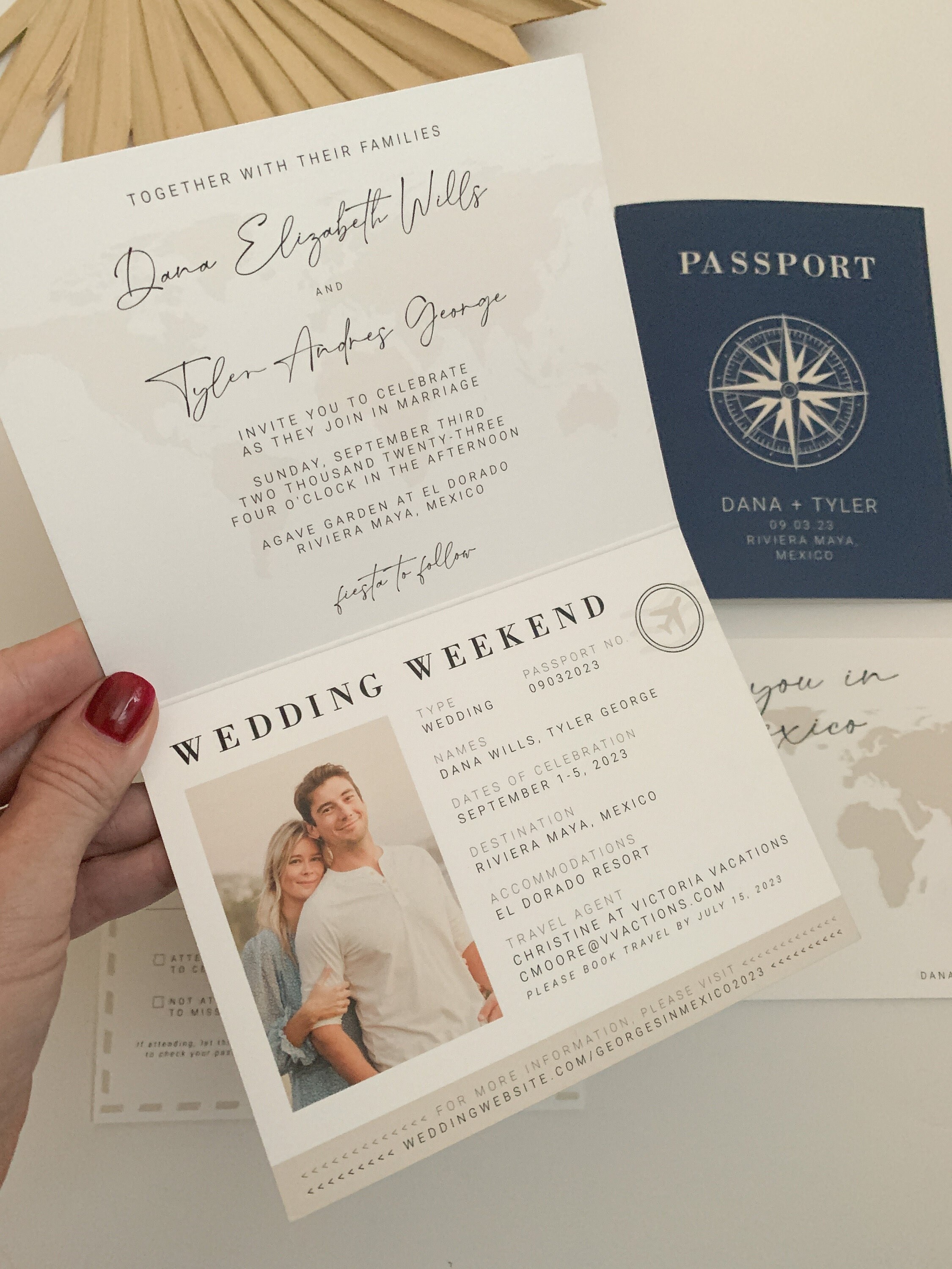 Sage Green Passport Wedding Invitation Luxury Engraved Plane In Gold 