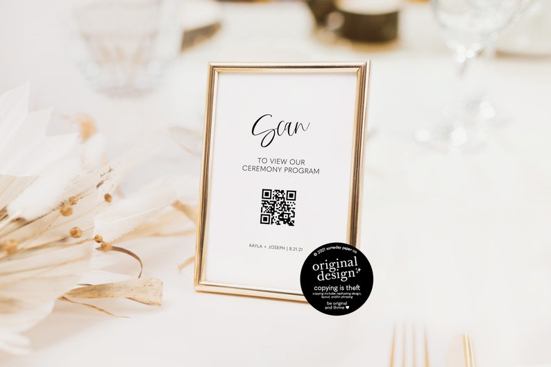QR Code Sign for Wedding Program Scan for Digital Ceremony - Etsy