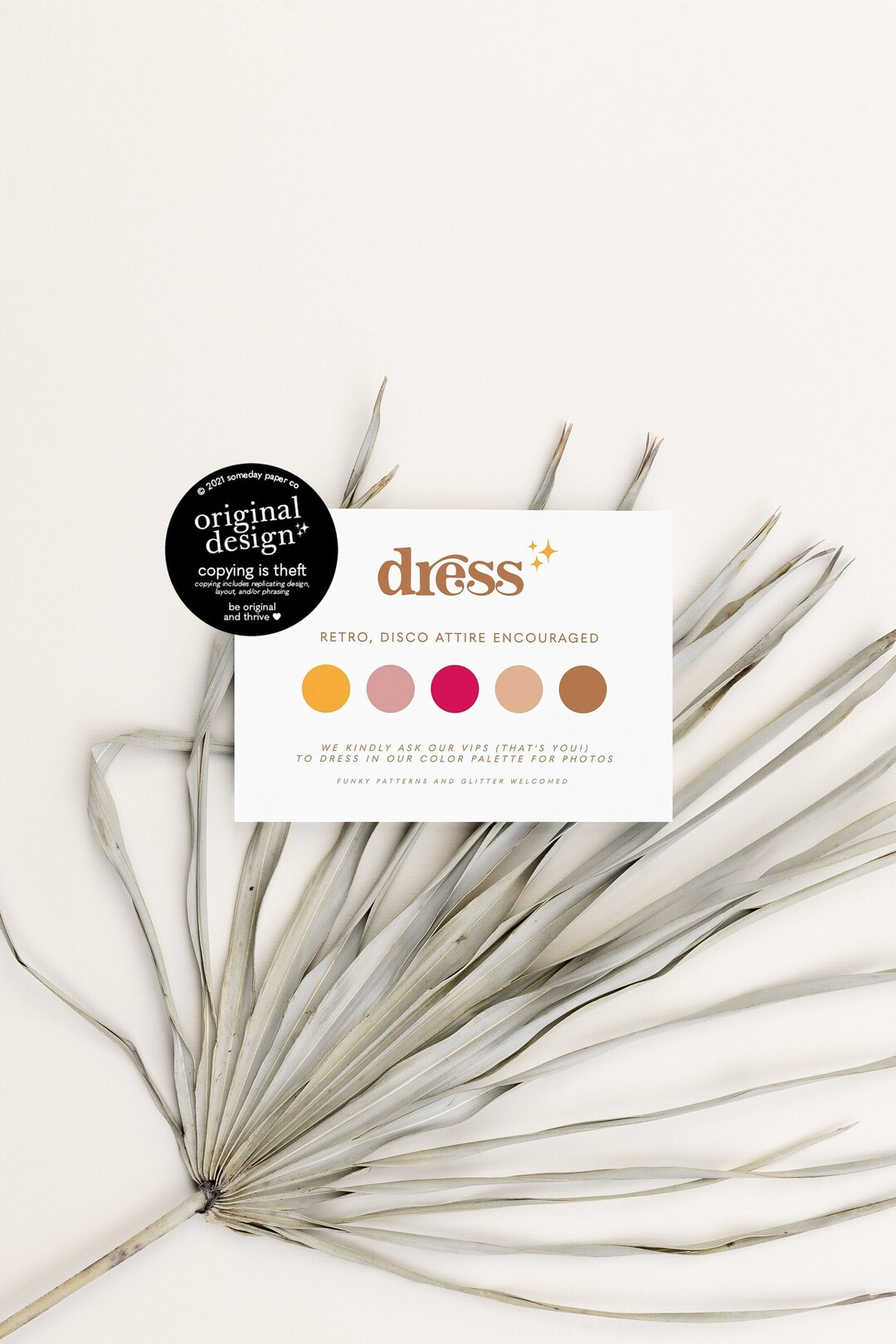 Retro Wedding Dress Code Card Template, Printable Disco Wedding Attire ...