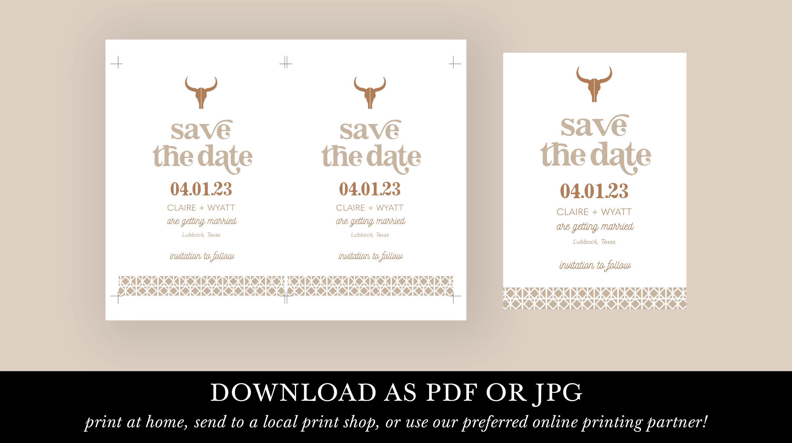 Longhorn Save the Date Template, Printable Western Save Our Date ...