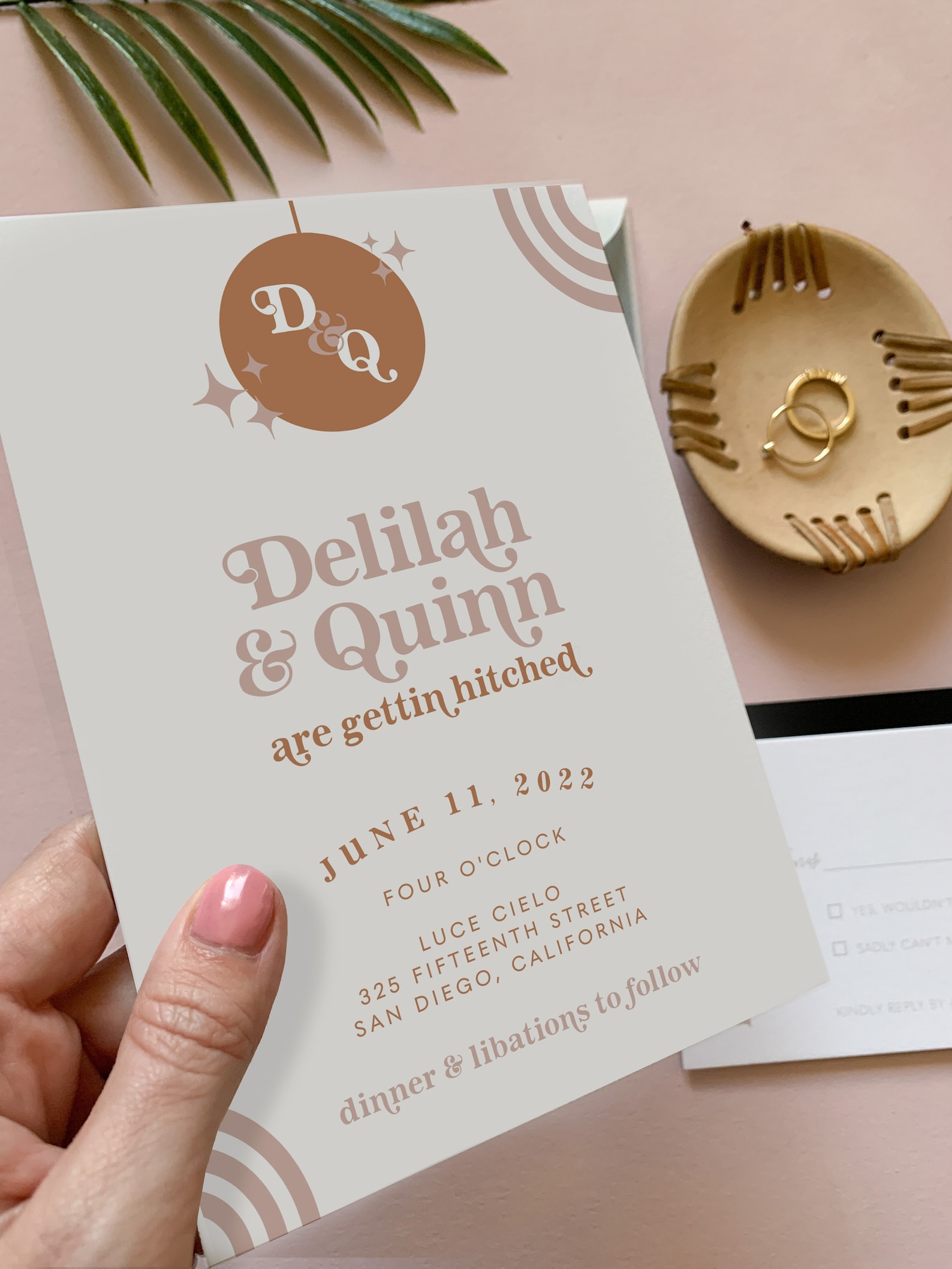 Disco Wedding Invitation Template, Printable Retro Reception Invite Set ...