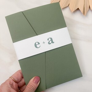Pocket Wedding Invitation Template, Ombre Green Retro Wedding Invite ...