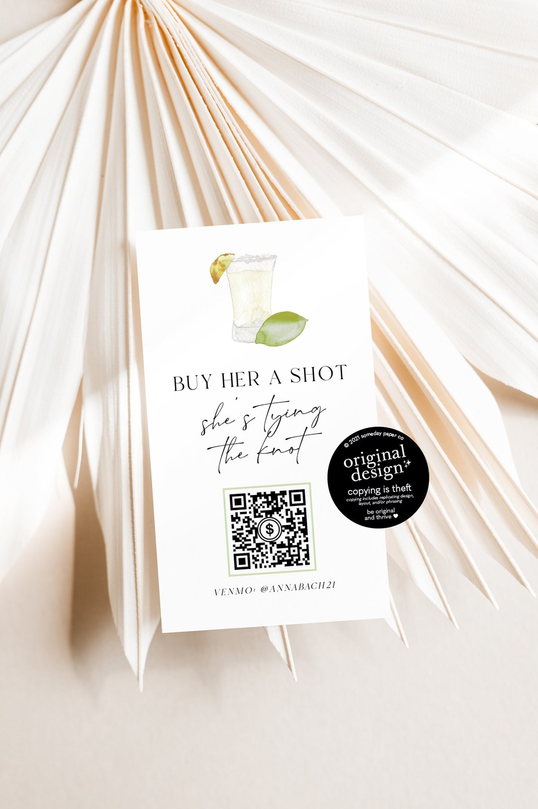 Buy the Bride a Shot, She's Tying the Knot, Printable QR Code Card ...