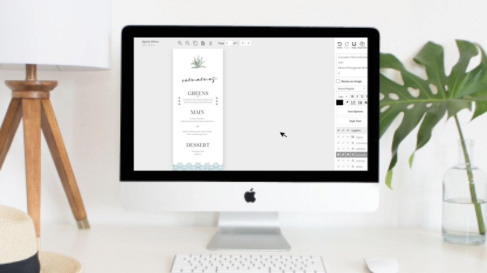 Agave menu template printable Mexican dinner menu succulent | Etsy