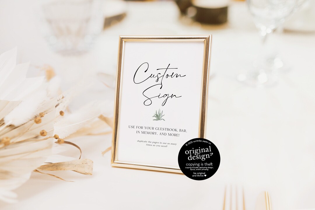 Editable 8x10 custom sign template agave wedding signage - Etsy Portugal