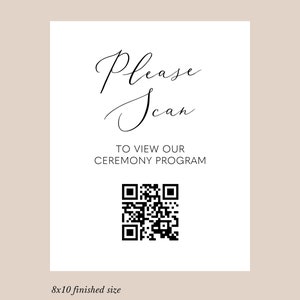 Paperless Wedding Program, QR Code Wedding Sign, Scannable Payment Sign ...