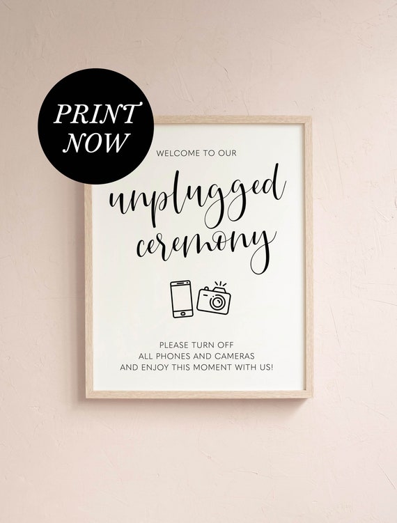 Instant PDF Download Printable Unplugged Ceremony PDF Sign Printable ...