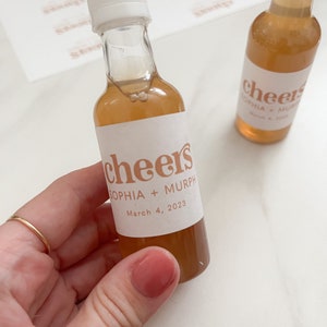 Mini Bottle Label TEMPLATE, Editable Retro Wedding Liquor Bottle Labels ...