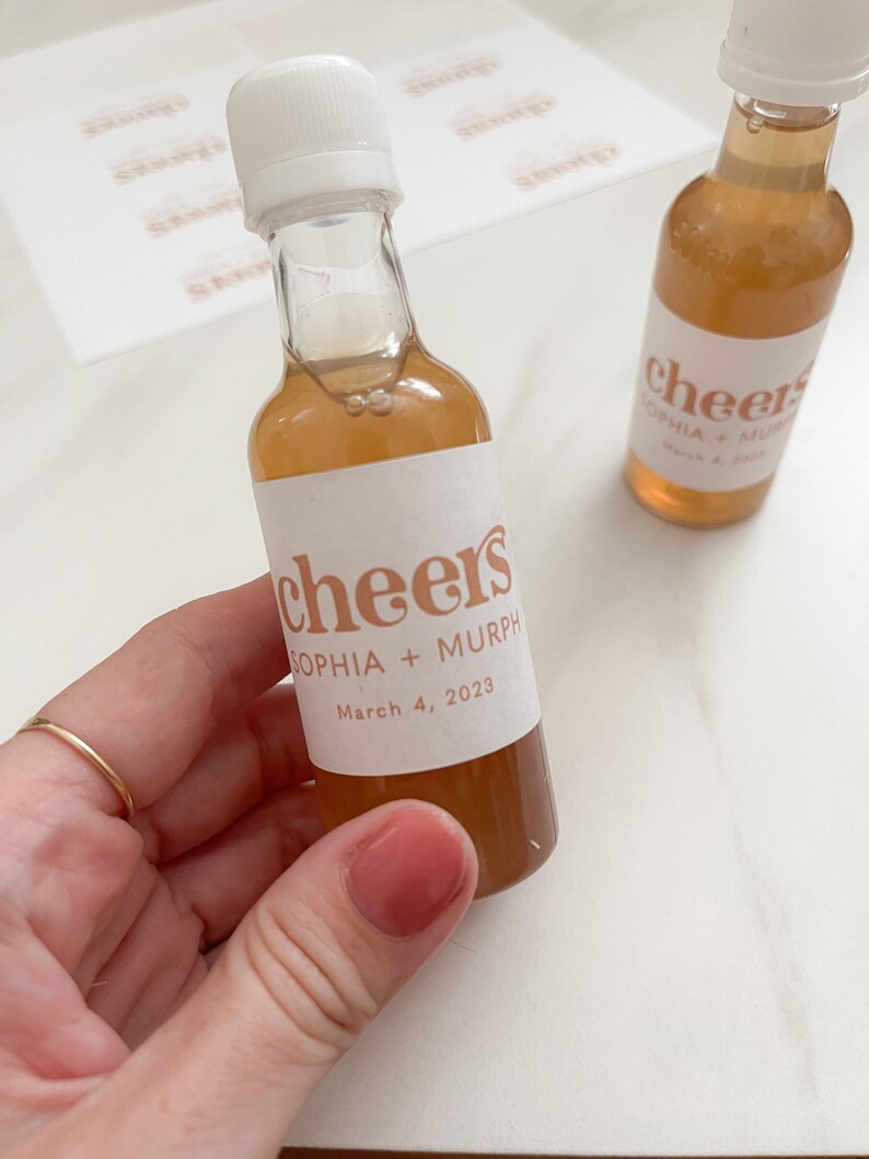 Mini Bottle Label TEMPLATE Editable Retro Wedding Liquor - Etsy